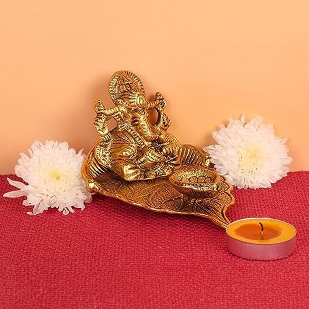 Quace Ganesh Diya God Idol - (3" x 1", Golden) Price - Buy Online at ...