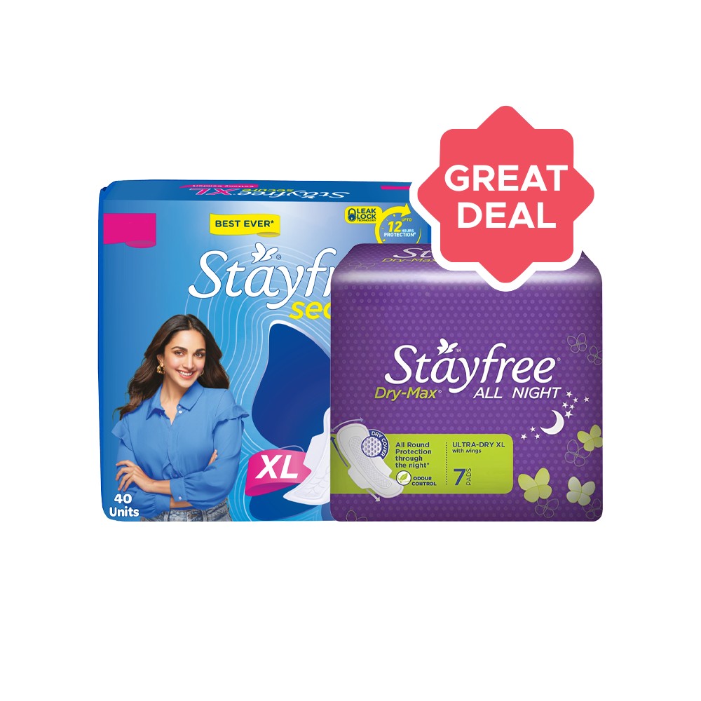 Stayfree Secure Cottony Comfort Sanitary Pads + Dry Max All Night ...
