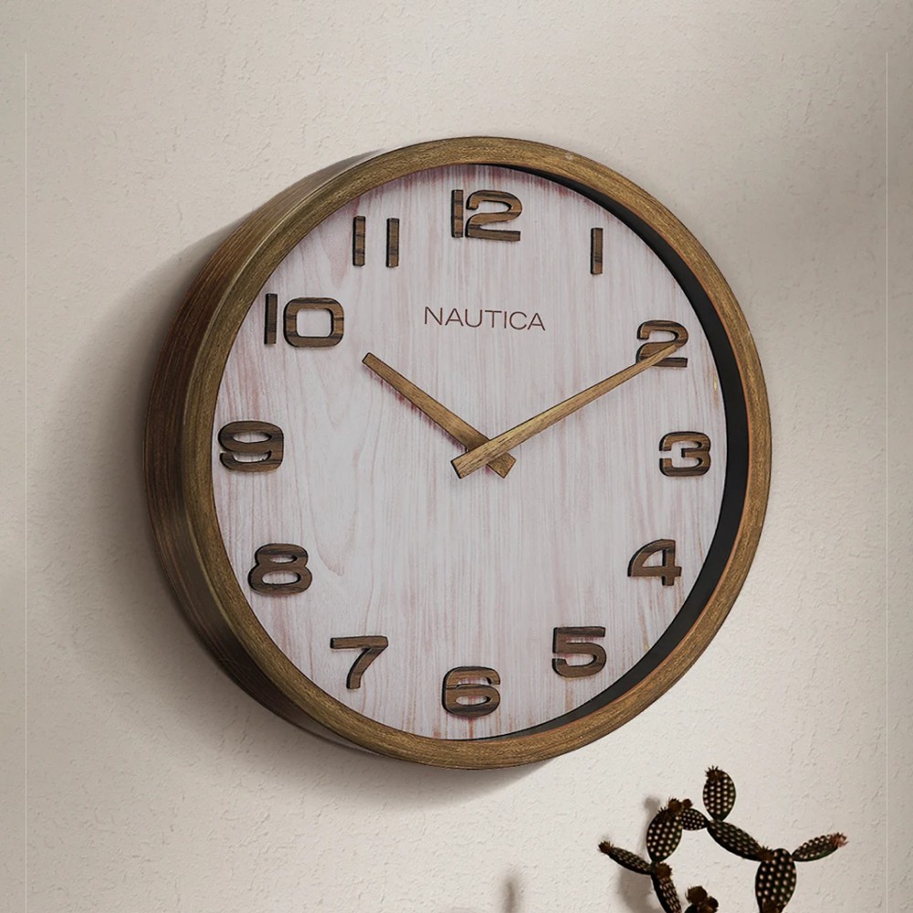 Luxury Wooden Finish Modern Wall Clock with Silent Sweep Technology ...