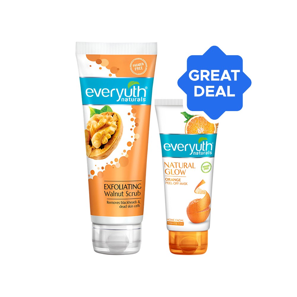 Everyuth Orange Peel-off mask + Walnut Exfoliating Face Scrub (200 g ...