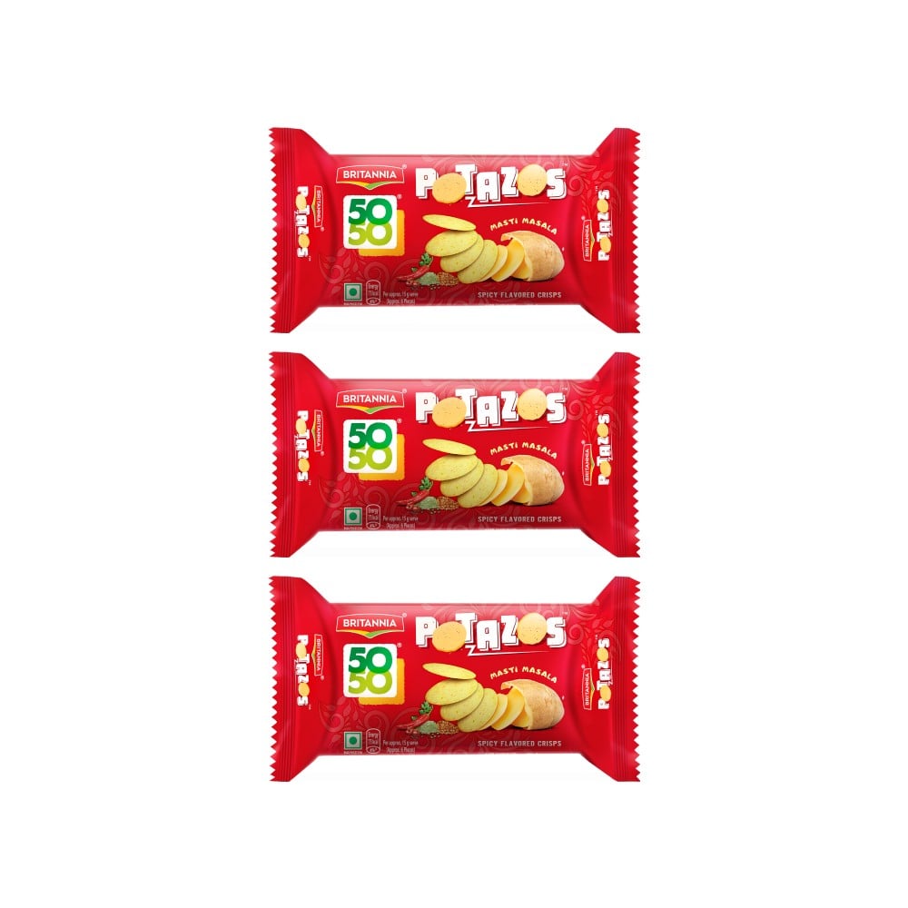 Britannia 5050 Potazos Masti Masala Spicy Flavoured Crisps - Pack of 3 ...