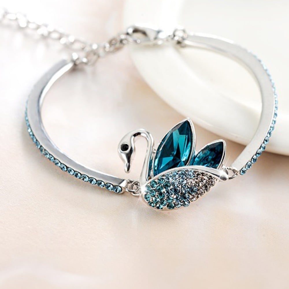 Yellow Chimes Crystal Swan Shaped Link Bracelet (Silver) Price - Buy ...