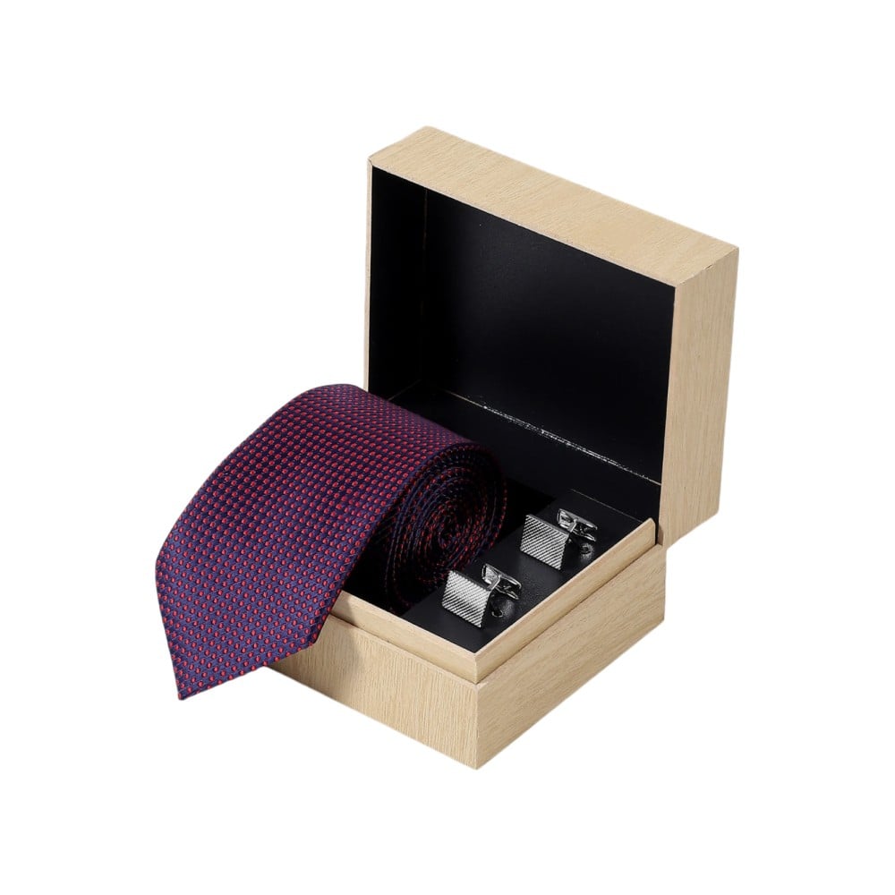 Satya Paul Self Design Tie & Cufflink Accessory Gift Set (Magenta ...