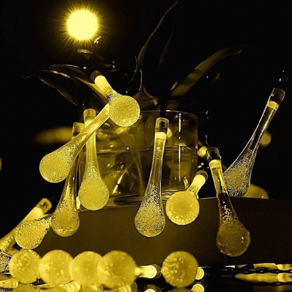 Warm White 14 Crystal Rain Drop Warm White String Shape Light (3.5 m, 5 ...