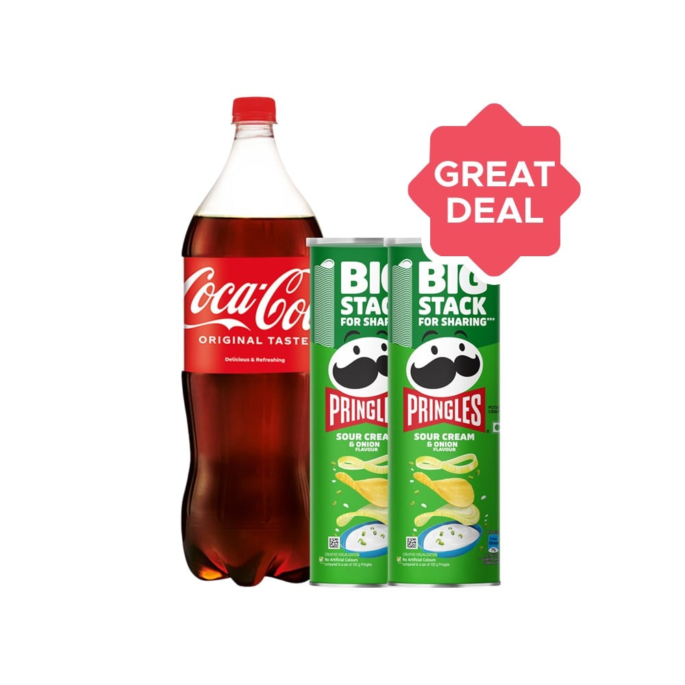 Coca-Cola Cola Soft Drink + Pringles Sour Cream & Onion Potato Chips x ...