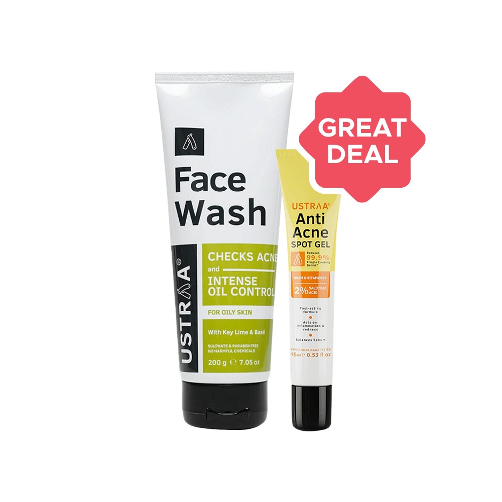 Ustraa Anti Acne Gel Men's Face Cream 15 ml + Acne and Oil Control Face ...