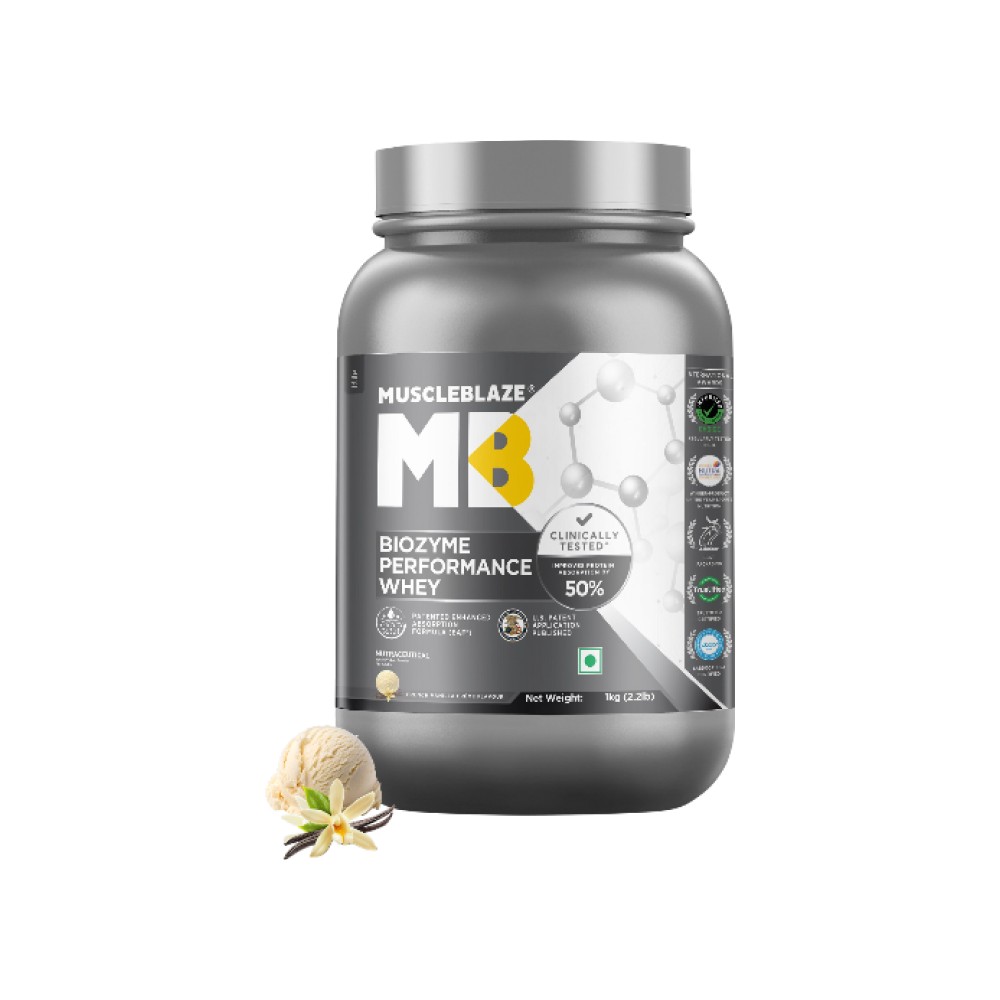 MuscleBlaze Biozyme Performance Whey Protein (French Vanilla Creme ...