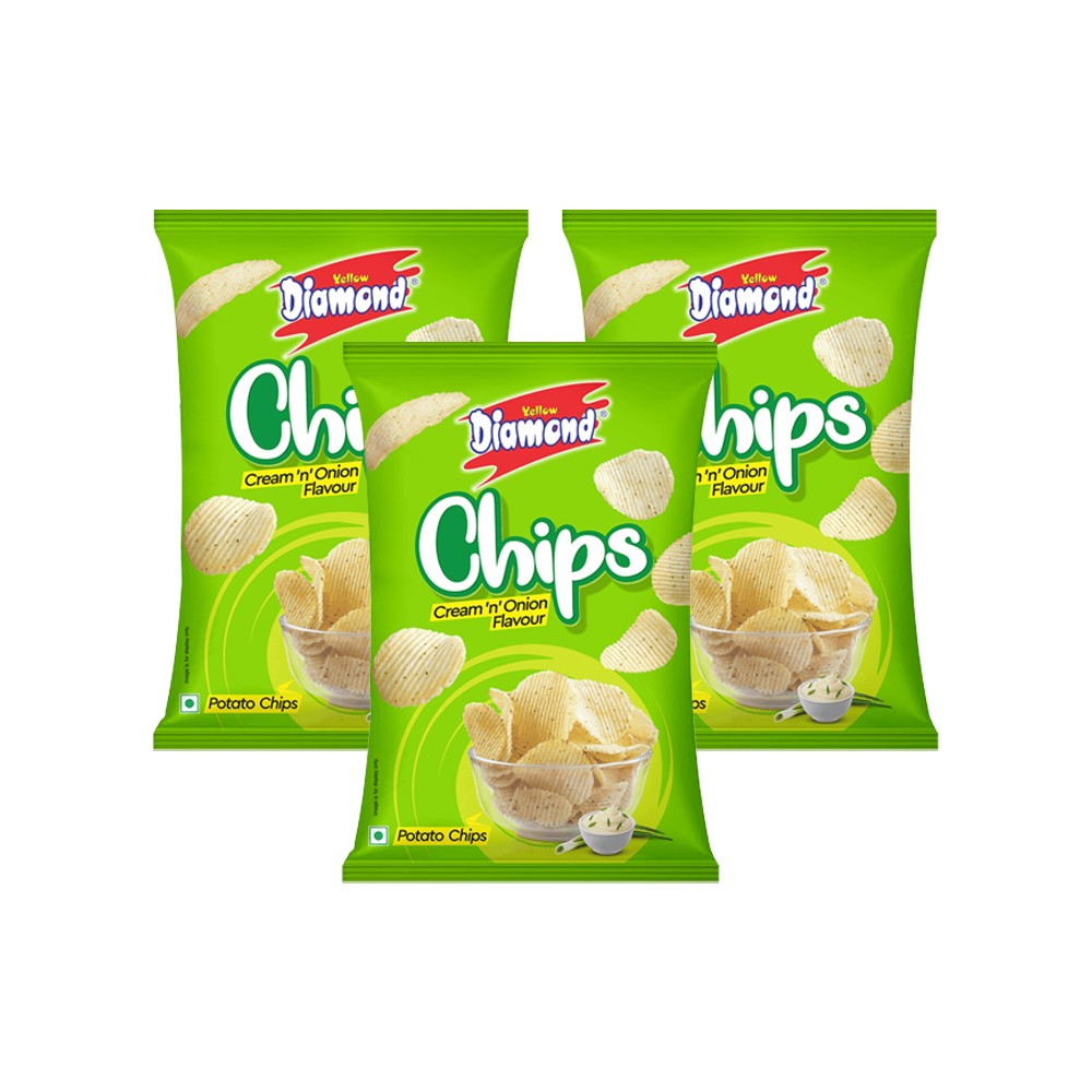 Yellow Diamond Cream N Onion Potato Chips - Pack of 3 Price - Buy ...