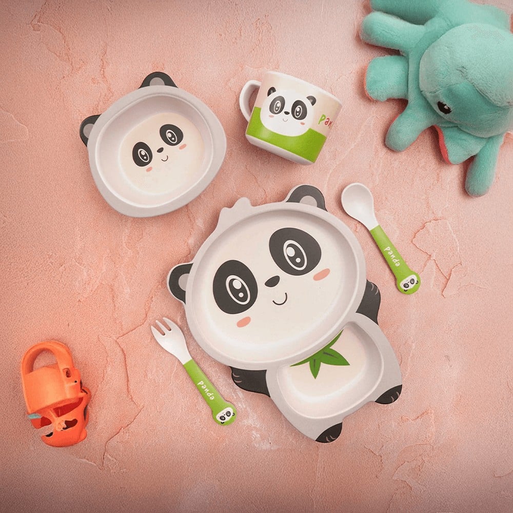 The Bamboo Co Panda Kids Bamboo Feeding Set (White, Black) Price - Buy ...