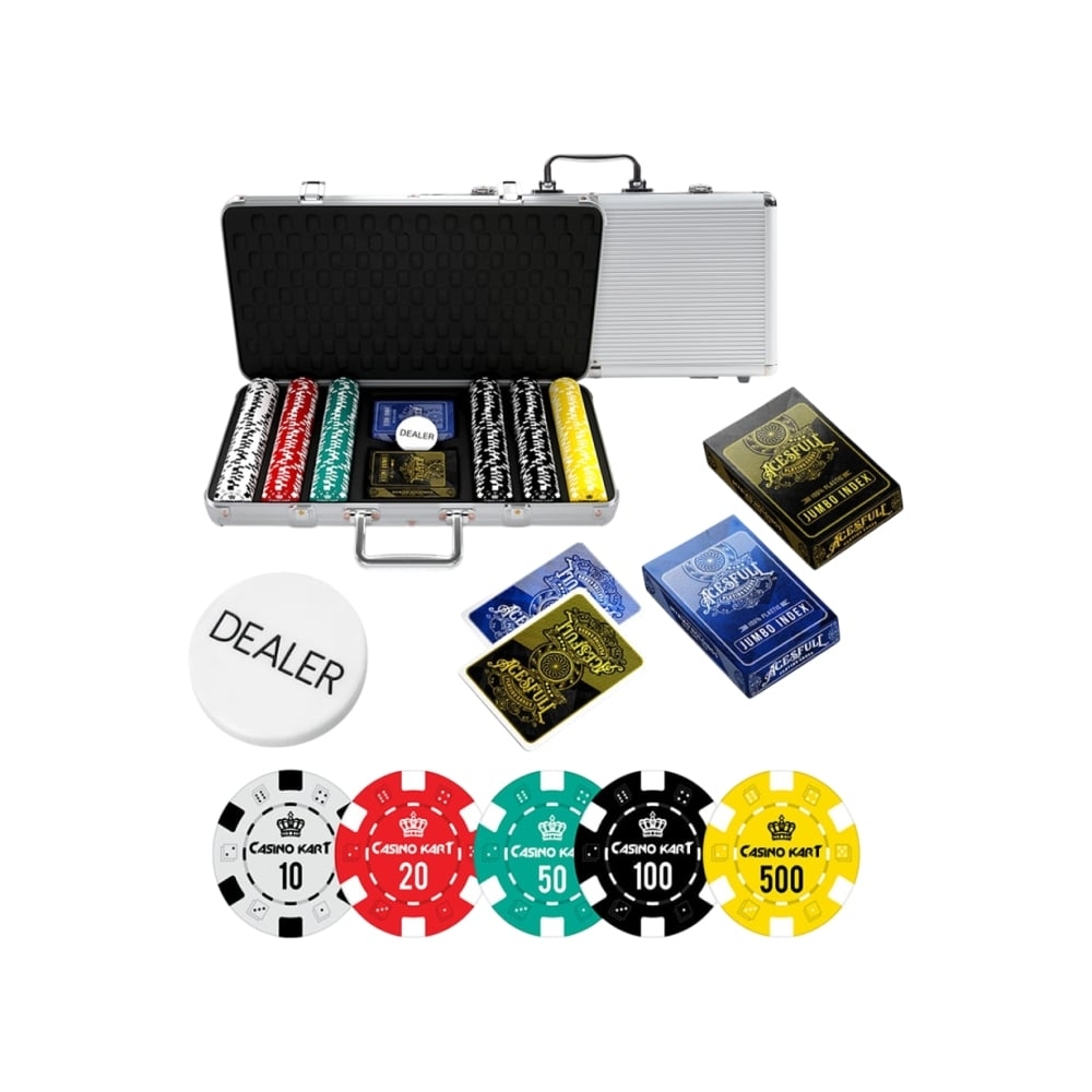 Casinokart Premium 300 pc Poker Set with Clay Chips and Jumbo Cards ...