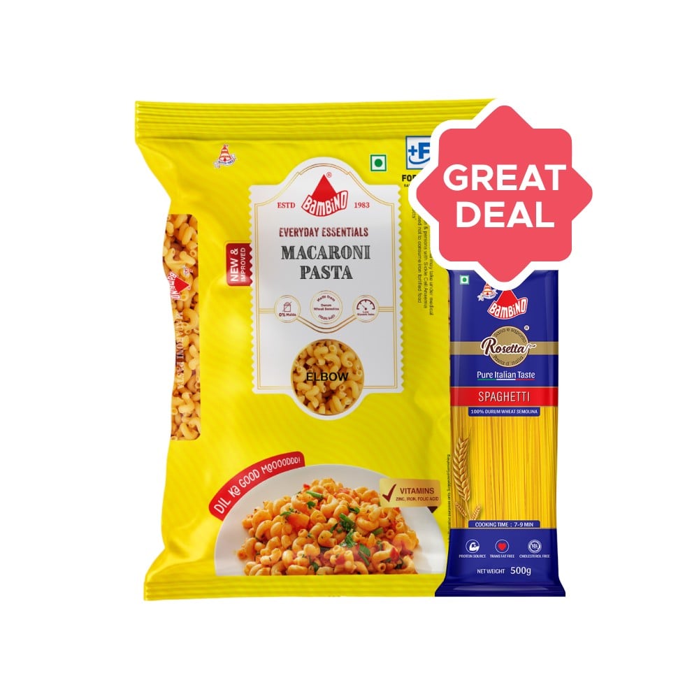Bambino Macaroni Durum Wheat Elbow Pasta (425 g) + Rosetta Premium ...