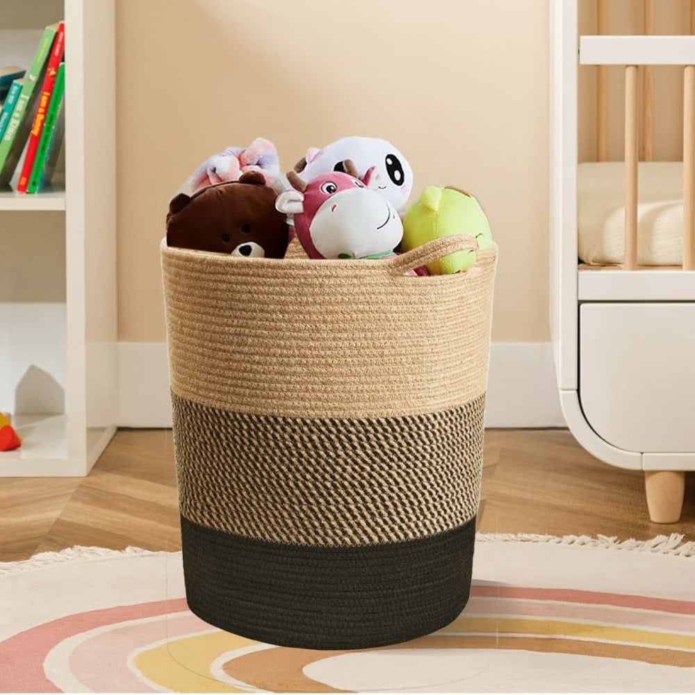 PrettyKrafts Polyester Laundry Basket (Black, Brown) Price - Buy Online ...