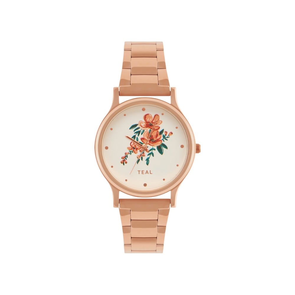 Teal By Chumbak Jungle Flowers Watch (Quartz, Rose Gold, Stainless ...