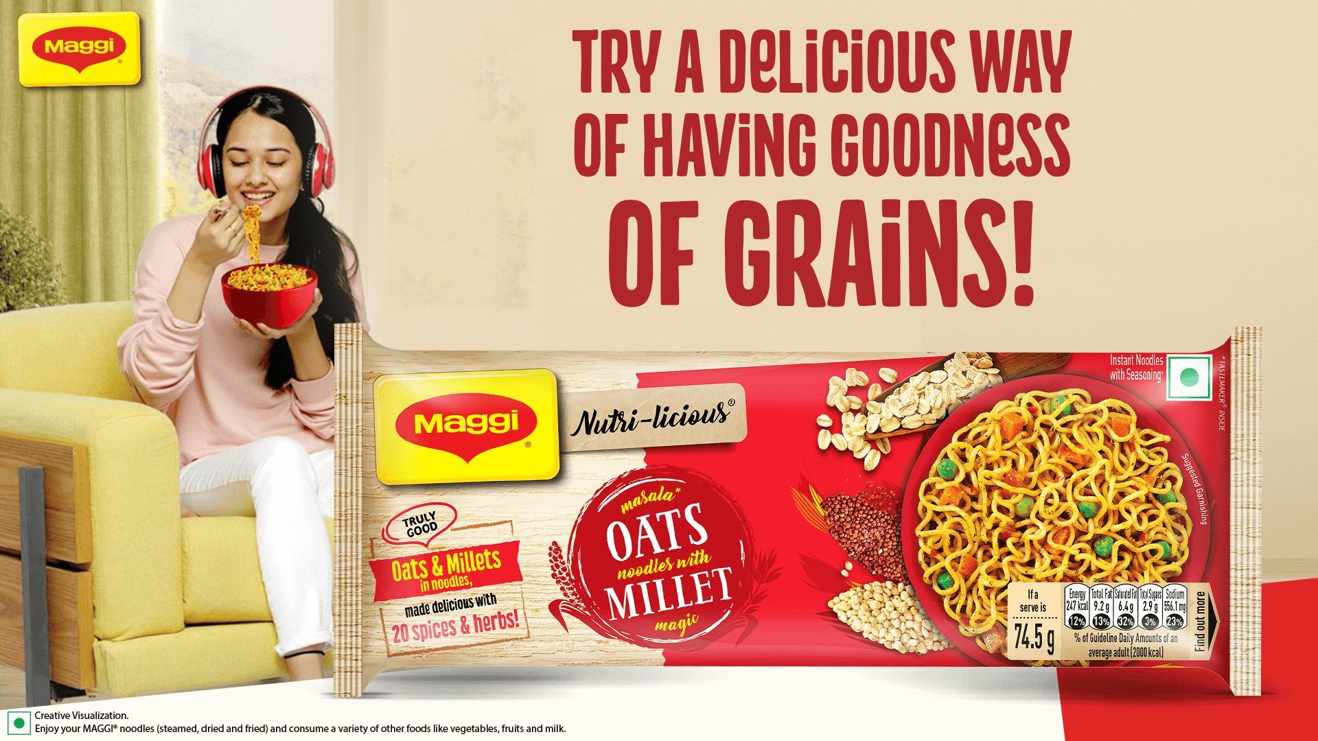 MAGGI Nutri-licious Masala Oats & Millet Noodles Price - Buy Online at ...