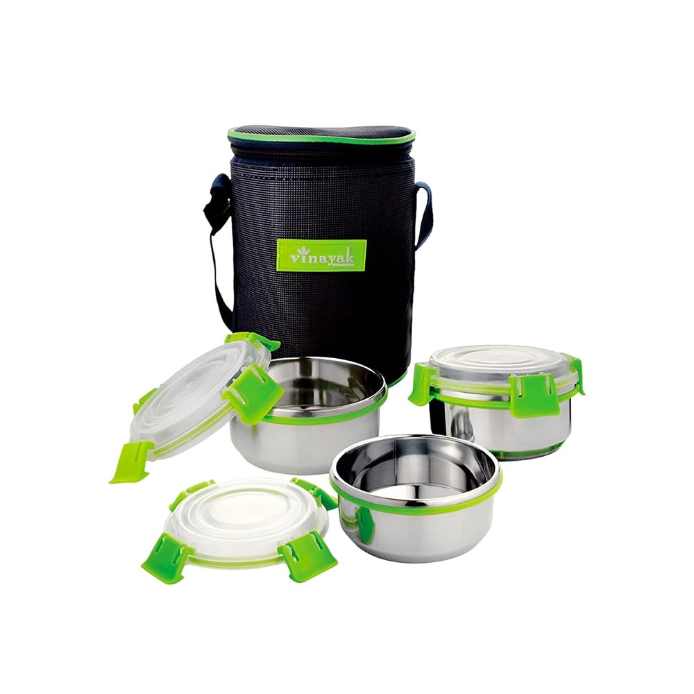 Vinayak Stainless Steel Lunch Box (Microwave Safe) (375 ml, Silver ...