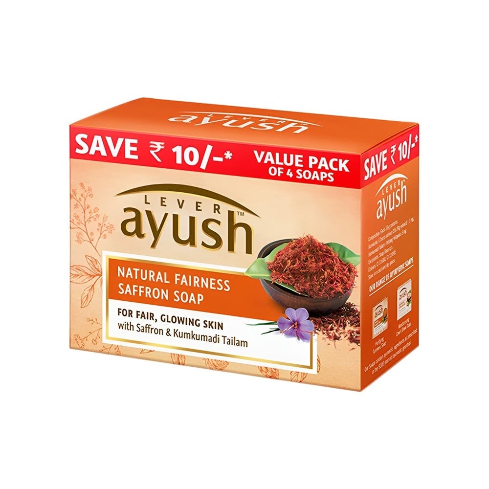 Ayush Natural Fairness Saffron Soap 4x100 g Price - Buy Online at Best ...
