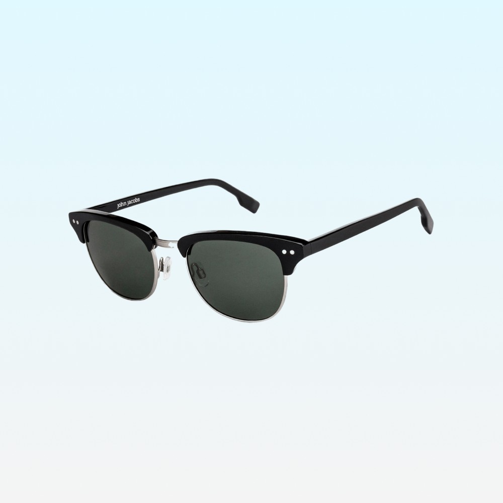 John Jacobs Adult Clubmaster Sunglasses (Black, Half Rim, Clubmaster ...