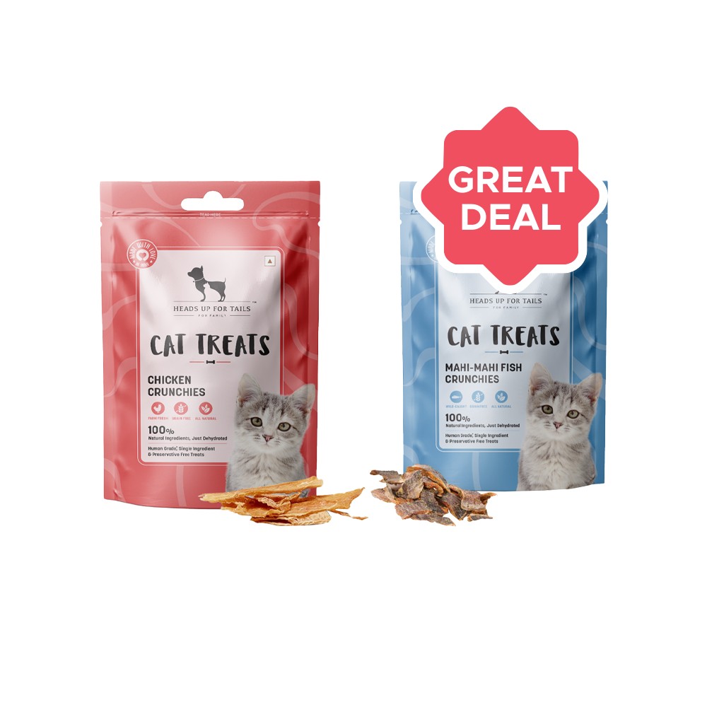 HUFT Chicken Crunchies Crunchy Cat Treat + Mahi Mahi Fish Crunchies ...