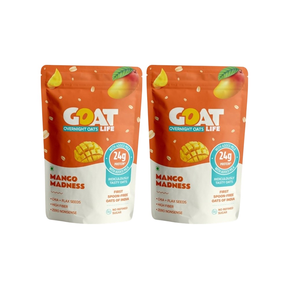 GOAT Life High Protein Overnight Instant Oats Mango Madness - Pack of 2 ...