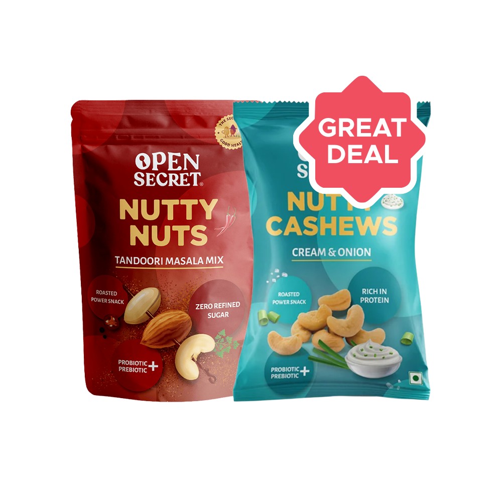 Open Secret Tandoori Masala Nut Mix Dry Fruit Snacks + Cream & Onion ...