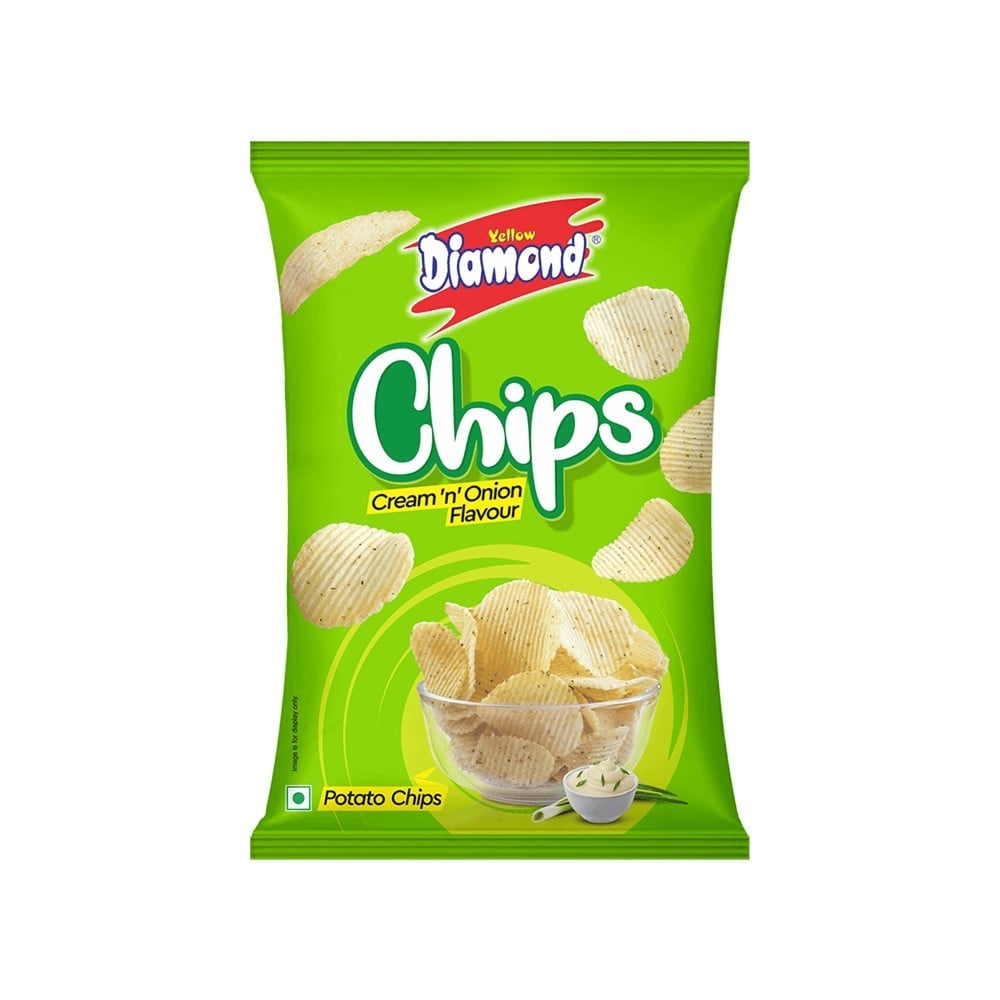 Yellow Diamond Cream N Onion Potato Chips Price - Buy Online at ₹24 in ...
