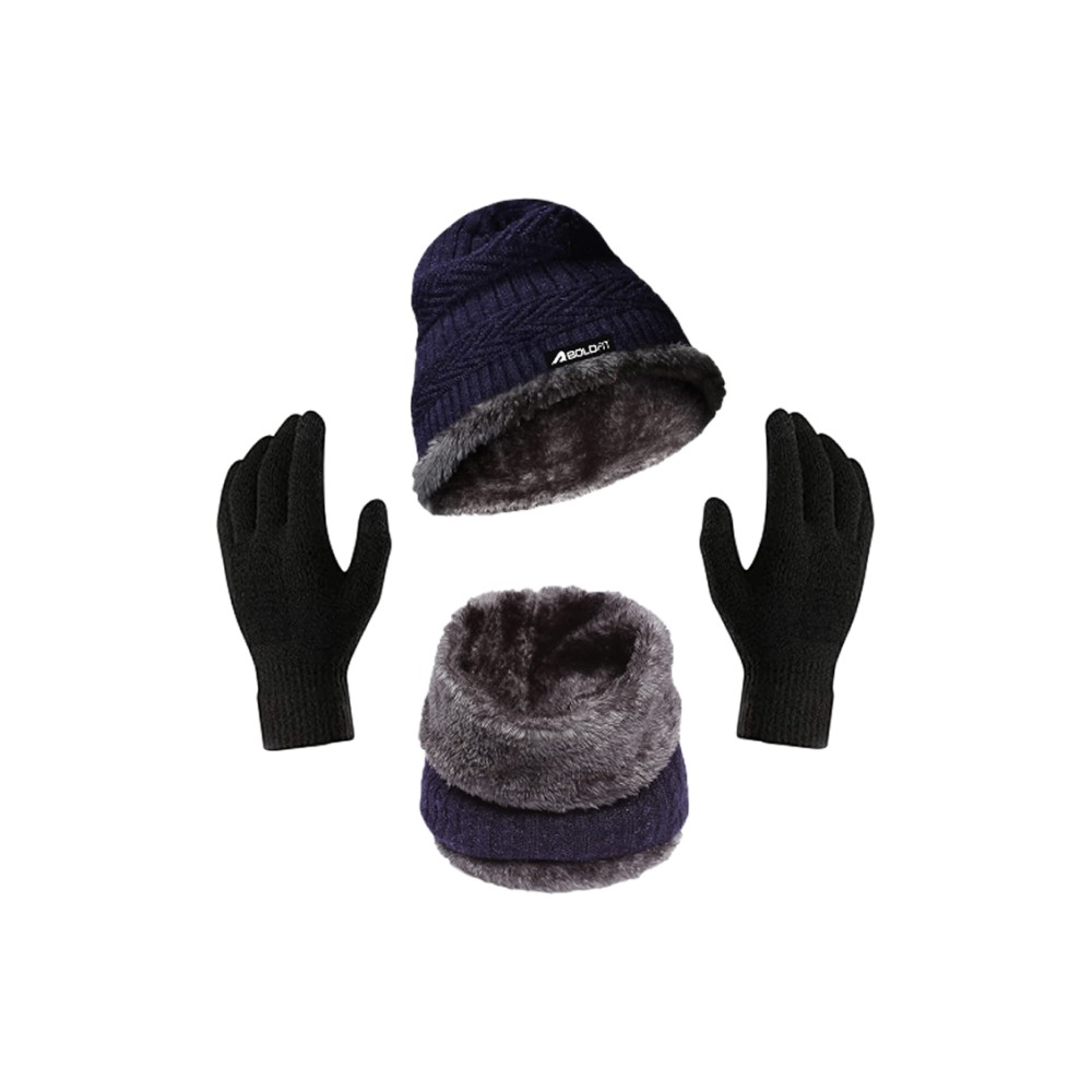 Boldfit Woolen Winter Cap Set (Blue, Black) Price - Buy Online at Best ...