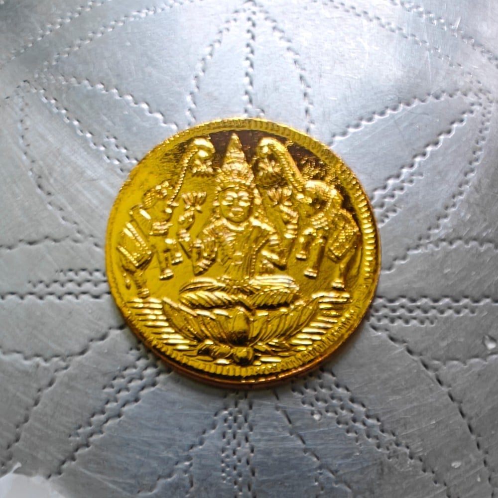 Gold Plated Brass Lakshmi Coin by Svasti Price - Buy Online at Best ...