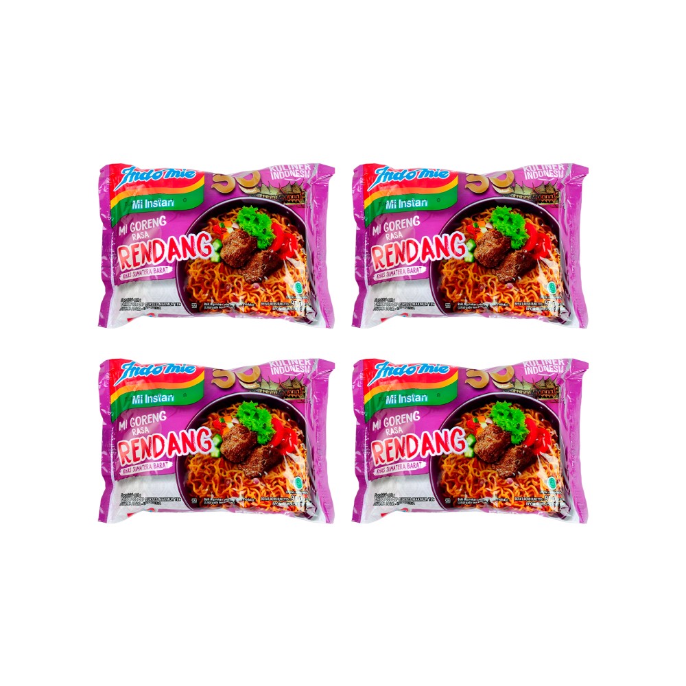 Indomie Flavoured Instant Noodles - Mi Goreng Rasa Rendang - Pack of 4 ...