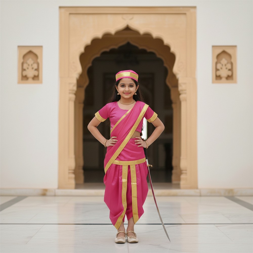 Mad Over Print Rani Laxmi Bai Costume (Pink) Price - Buy Online at Best ...