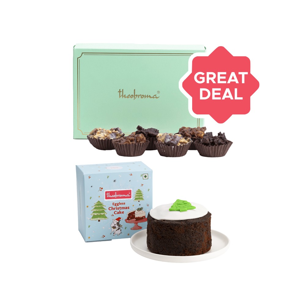 Theobroma Chocolate Rochers Gift Box + Eggless Christmas Cake Combo ...