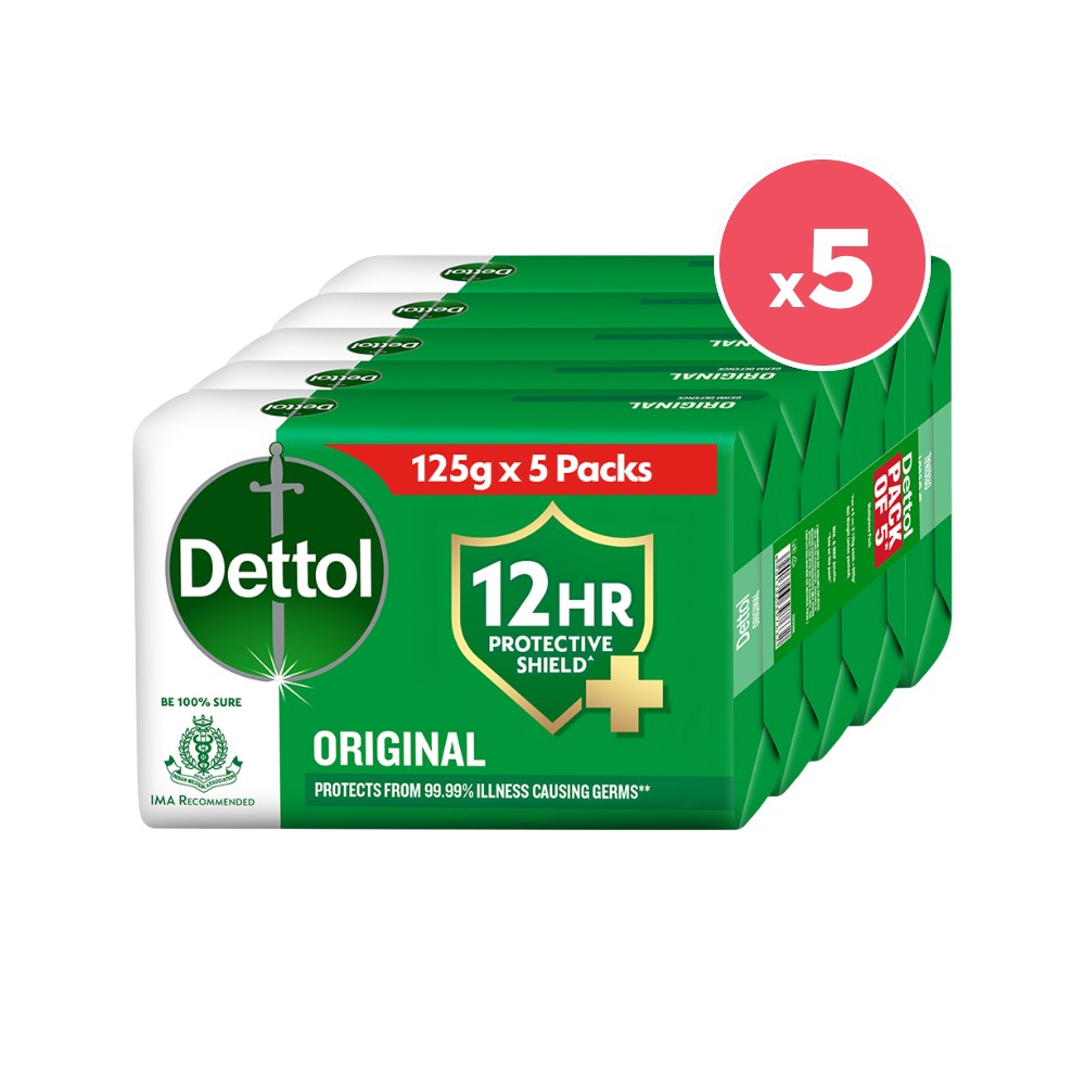 Dettol Original Bathing Bar Soap with 12 Hr Protective Shield - Pack of ...