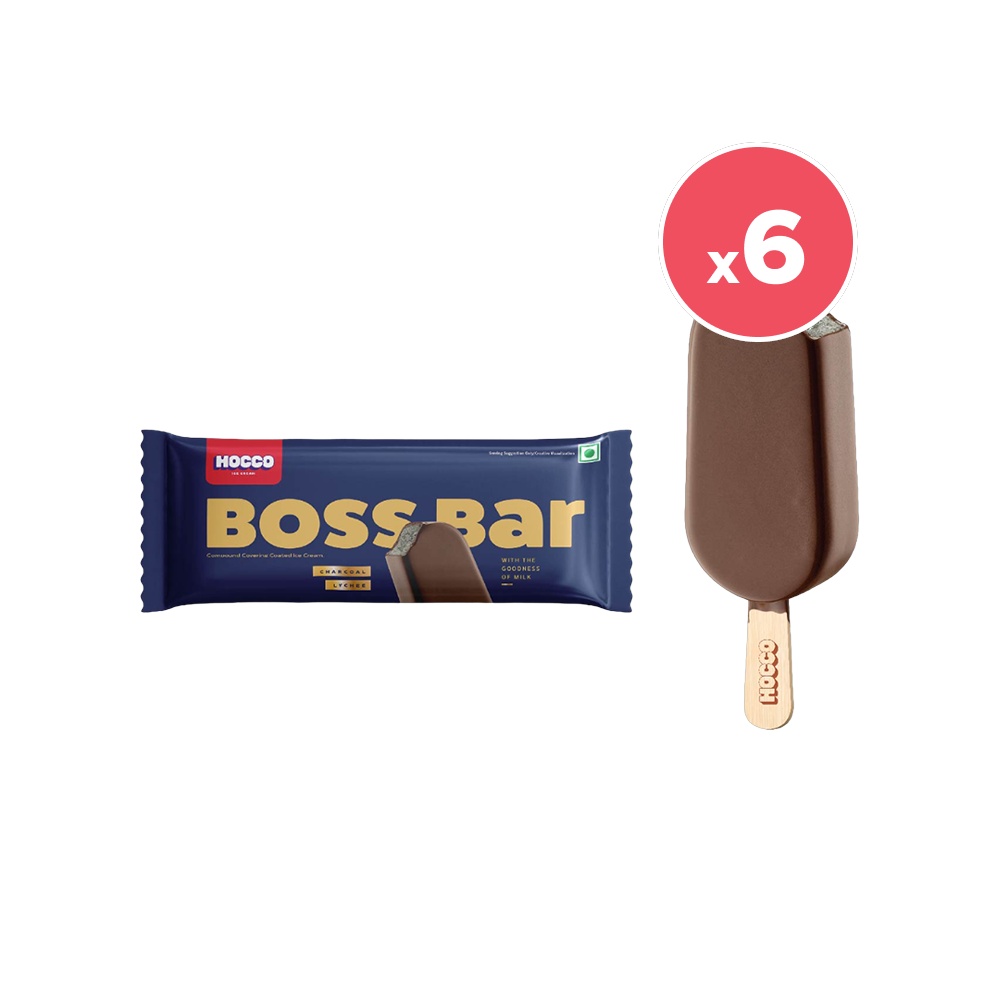 Hocco Charcoal Lychee Boss Bar Ice Cream Stick - Pack of 6 Price - Buy ...