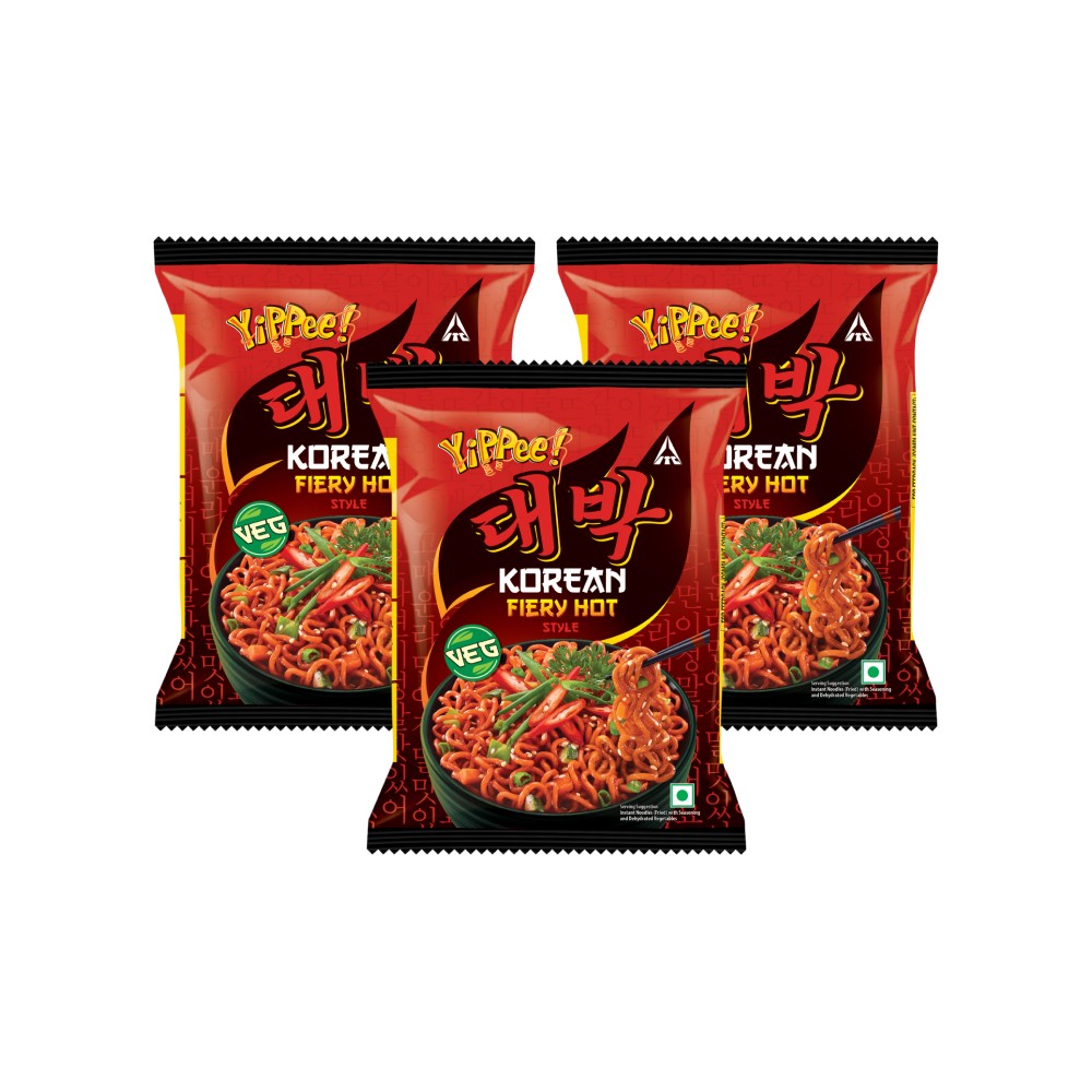 Yippee Korean Fiery Hot Style Veg Noodles - Pack of 3 Price - Buy ...