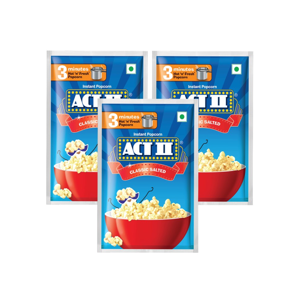Act II Classic Salted Popcorn - Instant - 5 g Free - Pack of 3 Price ...