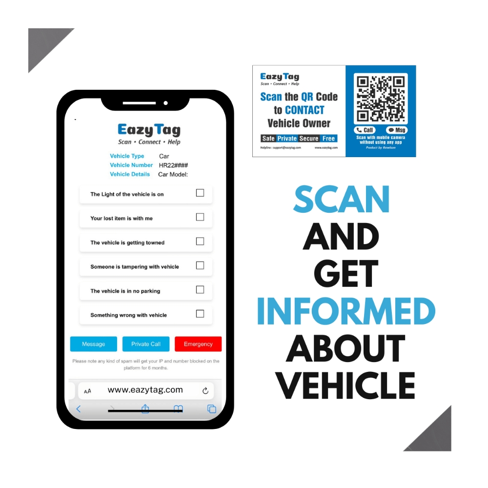 EazyTag Safety QR Code Sticker for Cars Price - Buy Online at Best ...