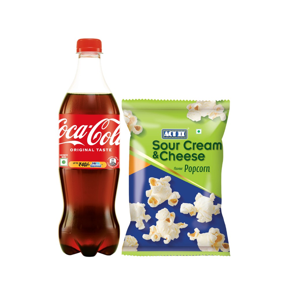 Act II Ready to Eat Sour Cream & Cheese Flavour Popcorn + Coca-Cola ...