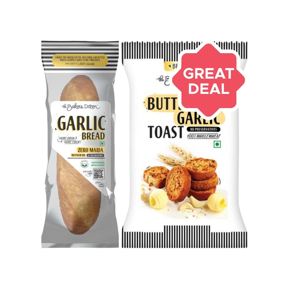 The Baker's Dozen Garlic Bread (Wholewheat) + 100% Wholewheat Butter ...