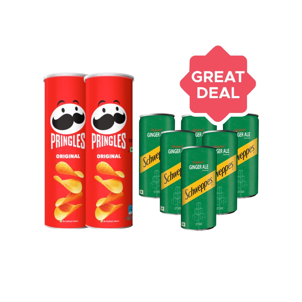 Schweppes Ginger Ale x 6 + Pringles Original Potato Chips - Crispy ...