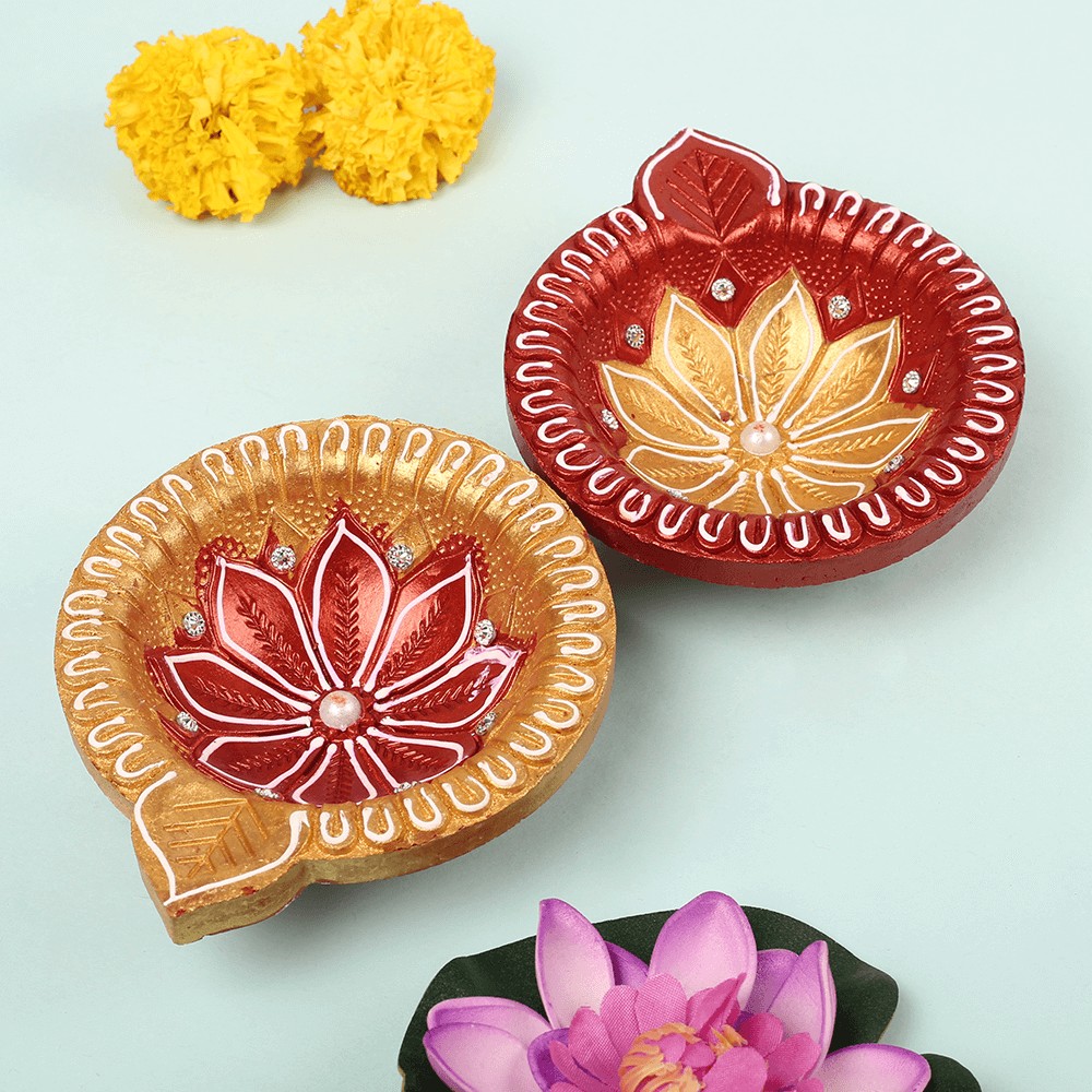 Decorative Akhand Diya Set (Red, Golden) by Soul Price - Buy Online at ...