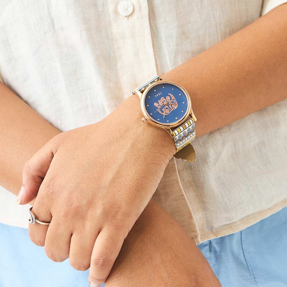 Teal By Chumbak Elephant Printed Wrist Watch (Quartz, PU Leather/Faux ...