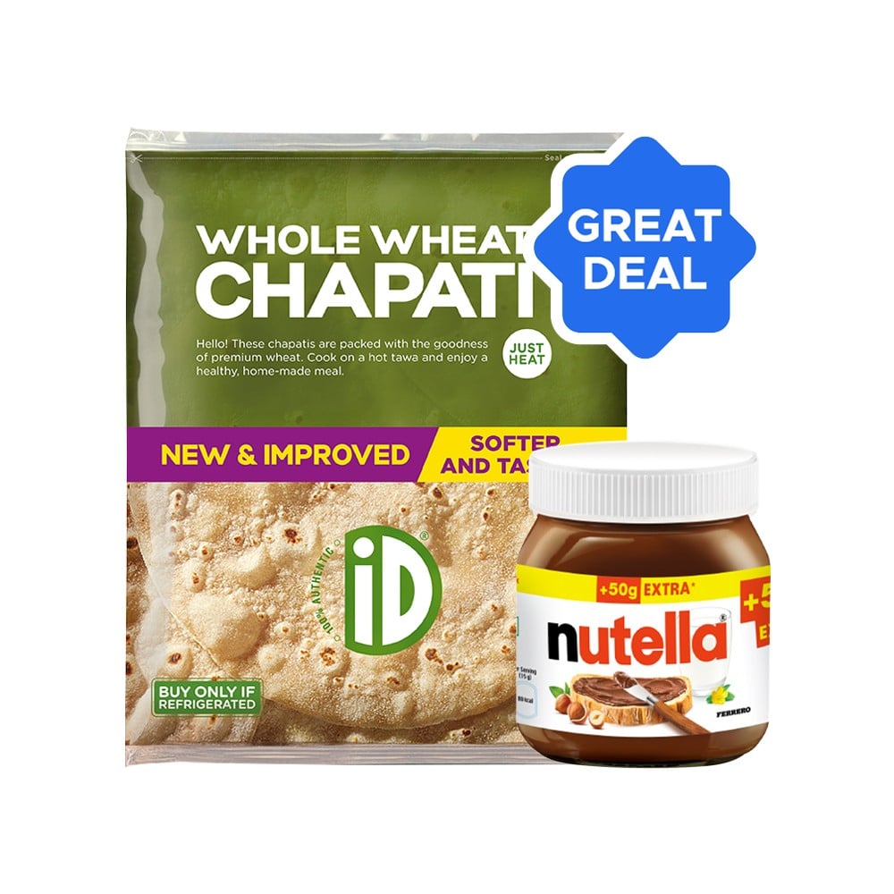 Nutella Hazelnut Chocolate Spread with Cocoa - 350 g + iD Whole Wheat ...