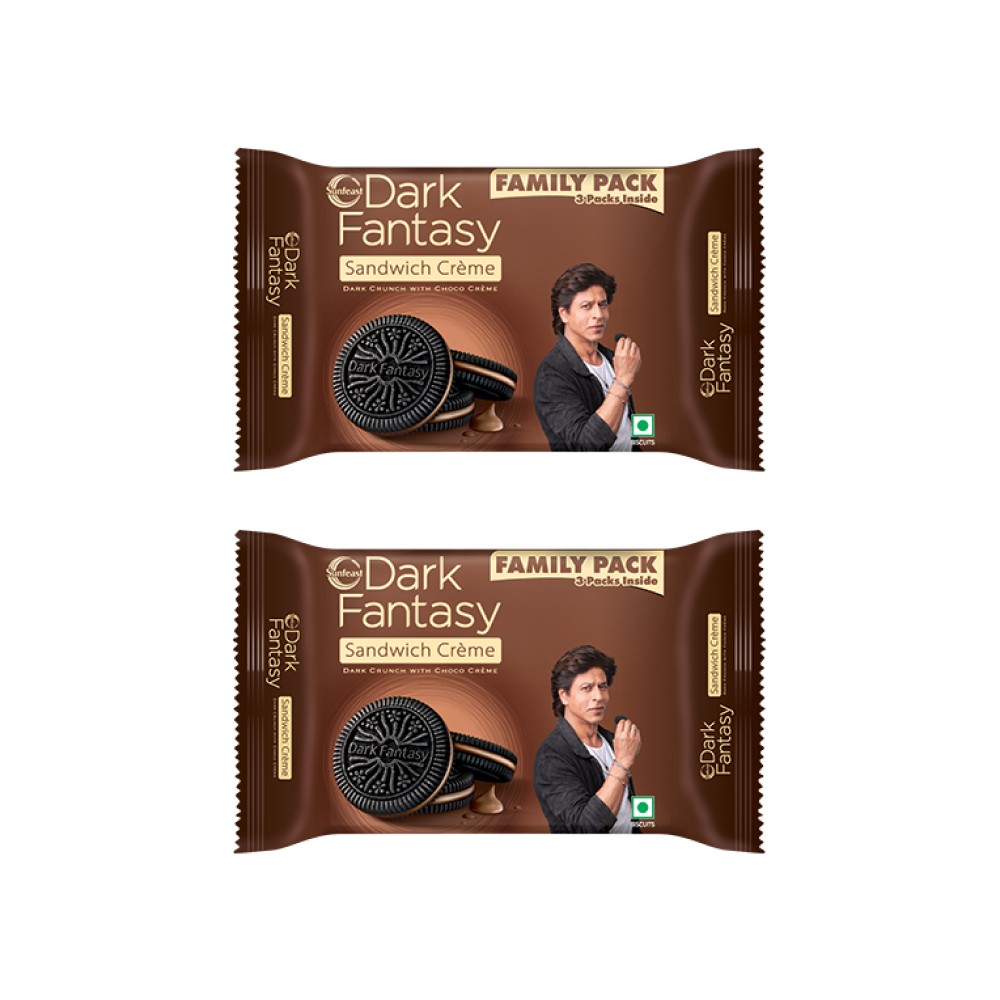 Sunfeast Dark Fantasy Chocolate Sandwich Cream Biscuits - Pack of 2 ...