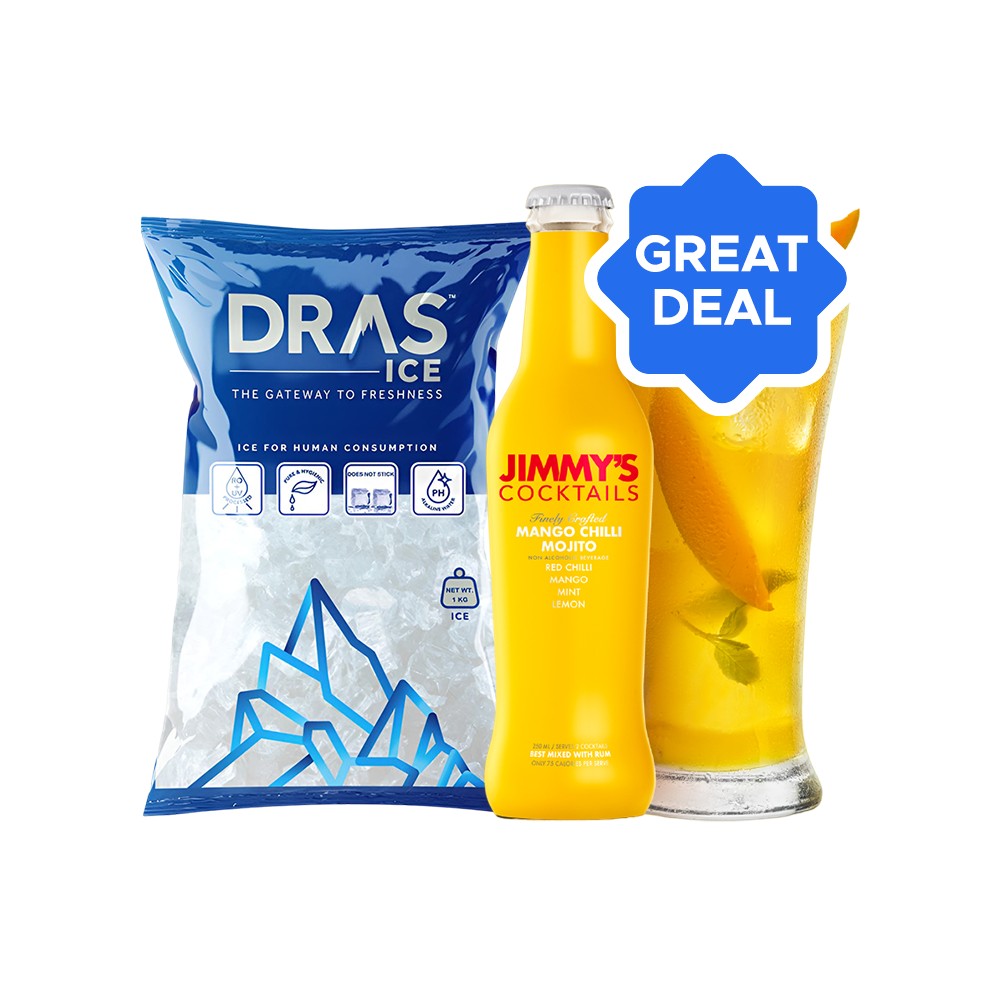 Jimmy's Mango Chilli Mojito Cocktail Mix + Ice Cubes by Dras Ice Combo ...