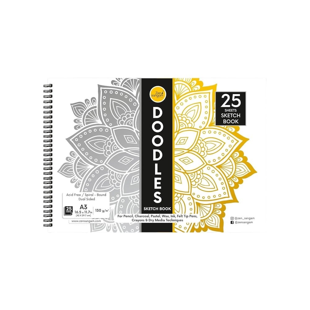 Zen Sangam A3 Spiral Doodle Sketch Book Price - Buy Online at ₹230 in India