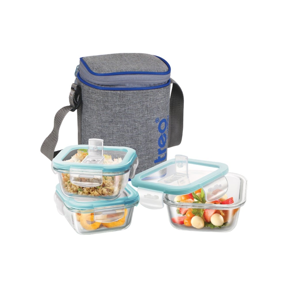 Treo All Fresh Square Glass Lunch Box With Bag Price - Buy Online at ...