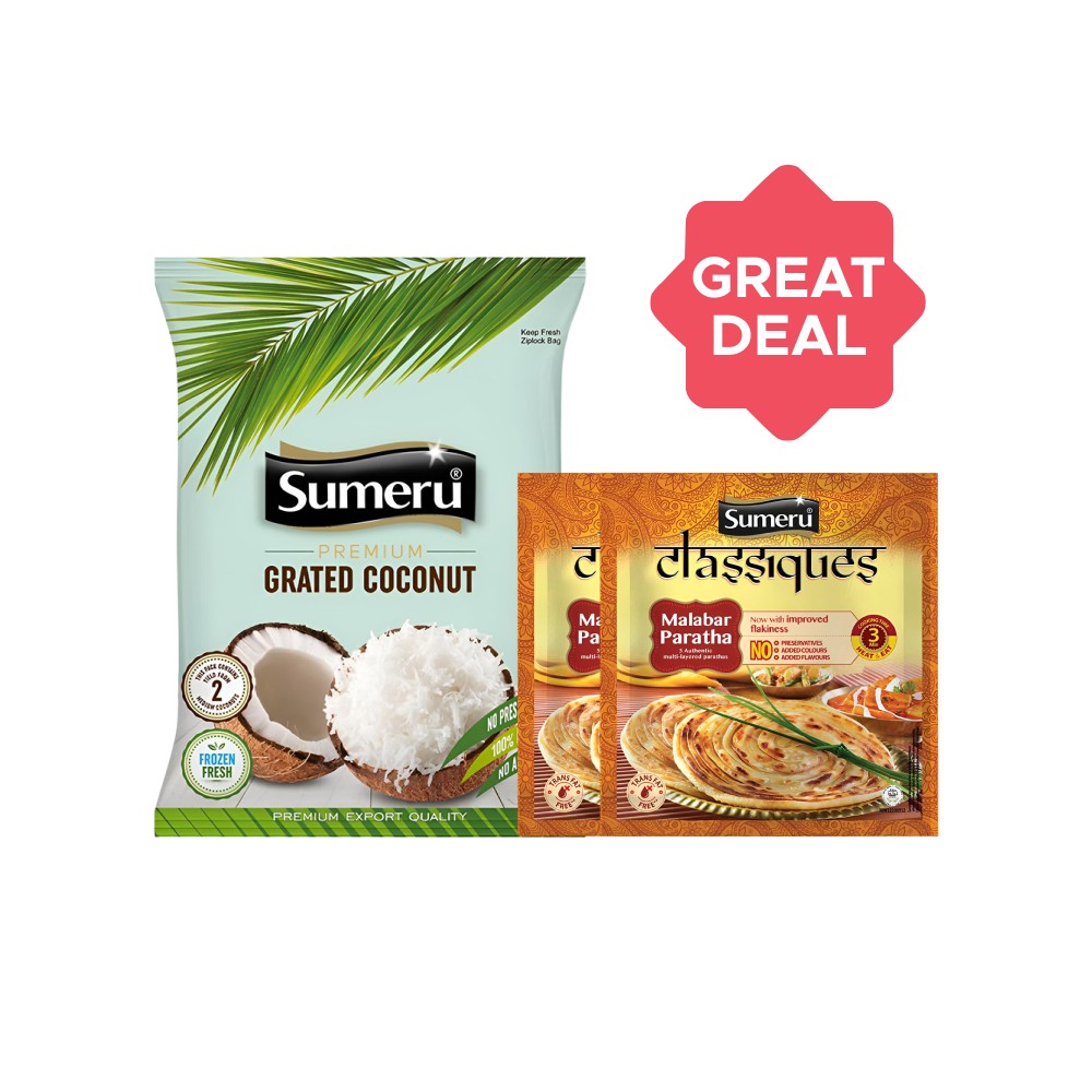 Sumeru Malabar Paratha (Frozen) x 2 + Grated Coconut (Frozen) Combo ...