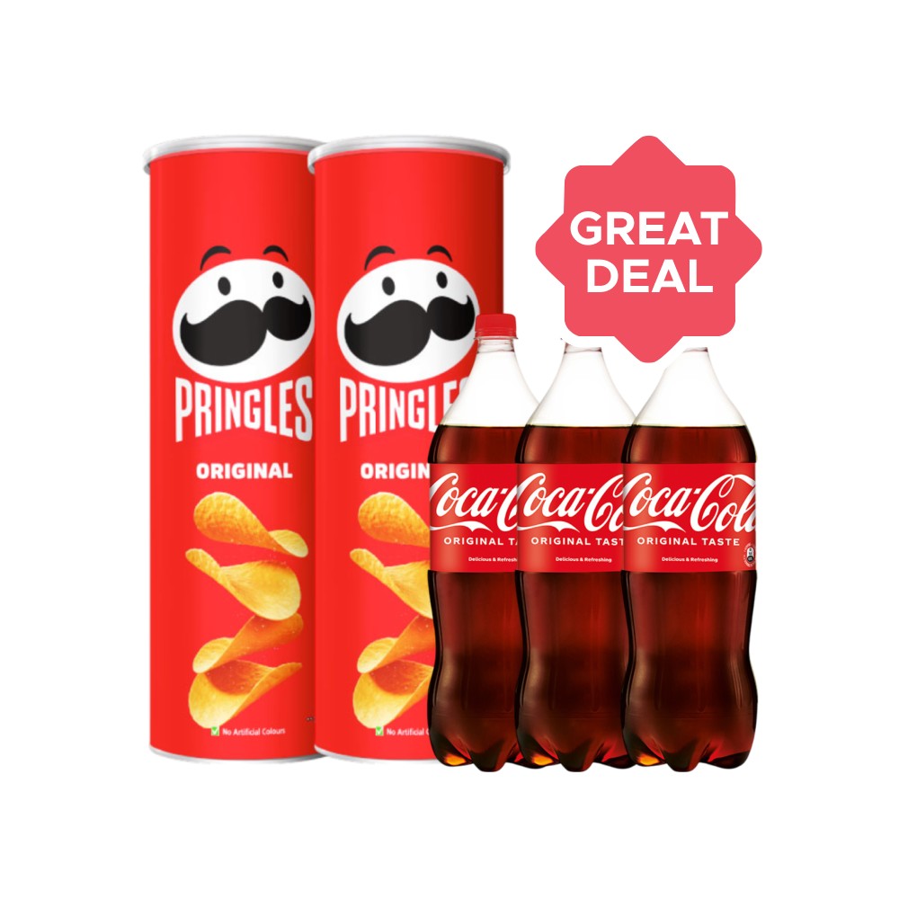 Coca-Cola Cola Soft Drink x 3 + Pringles Original Potato Chips - Crispy ...