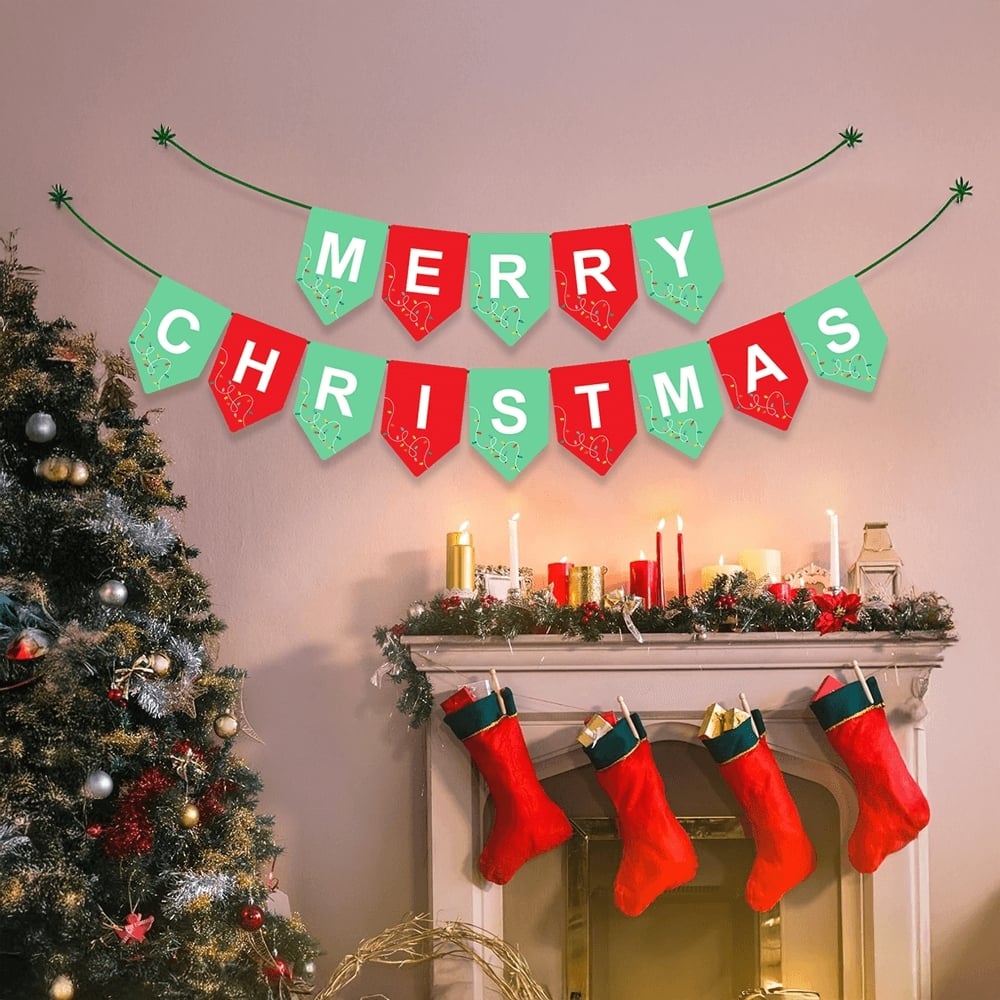 Merry Christmas Banner (Red, Green) - Party Propz Price - Buy Online at ...