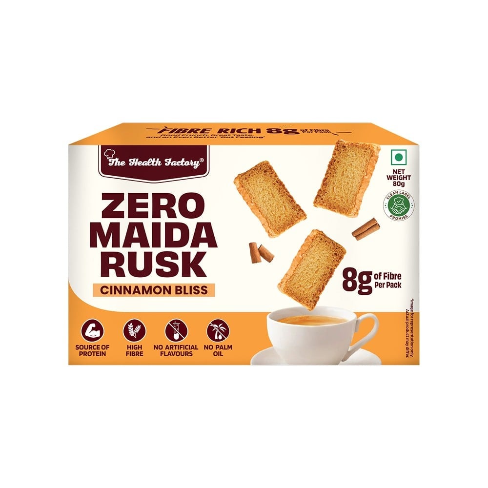The Health Factory Cinnamon Bliss Zero Maida Rusk Price - Buy Online at ...