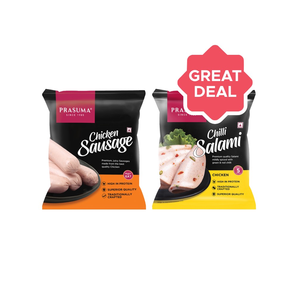 Prasuma Chicken Chilli Salami + Chicken Sausage Combo Price - Buy ...
